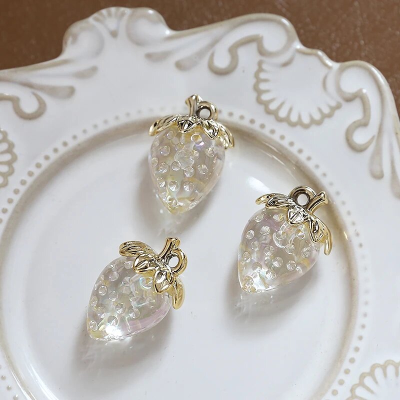 Пластиковые подвески клубника и вишня для бижутерии