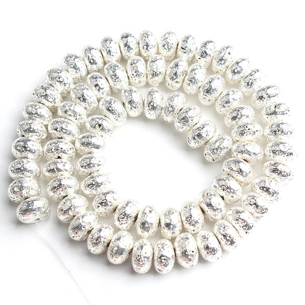 Бусины из вулканической лавы Xilitata 6/8/10 мм золотистого цвета 6mm about 61 pcs, Silver