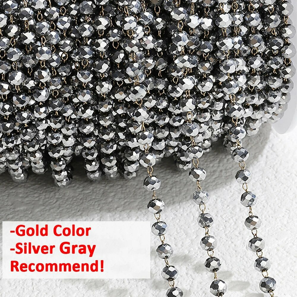 Цепочка с кристаллами Silver Gray-Gold, 1 метр