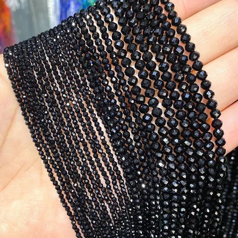 Лазурит, граненые бусины LUOMAN XIARI 2мм, 3мм, 4мм Черный, 3mm 122pcs, Black onyx