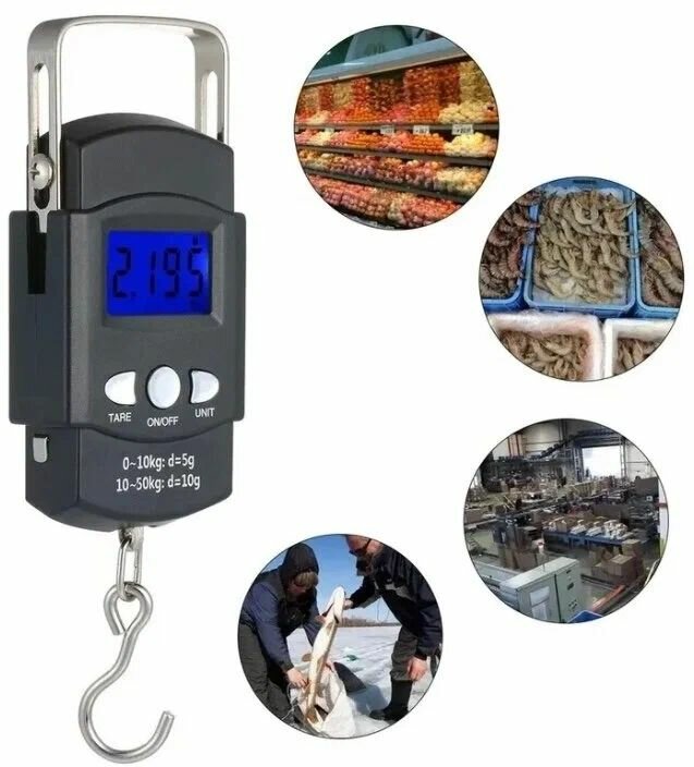 Электронные весы безмен, ручные карманные весы, для кухни, рыболовные, для багажа / дорожные, цифровые, портативные подвесные с крючком, кантер до 50 кг