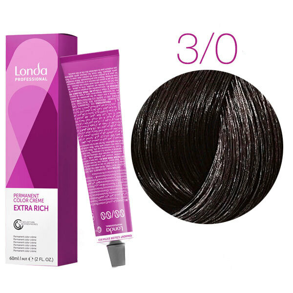 Londa Permanent Color Creme Стойкая крем-краска для волос 3/0 Темный шатен, 60 мл