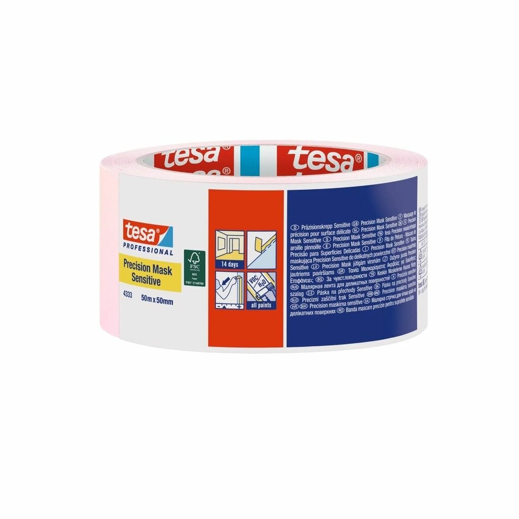 Лента малярная розовая Tesa 4333-21 (50мм*50м)