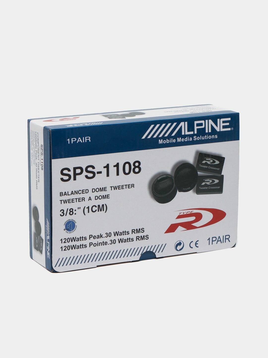 Автомобильные твитеры, пищалки Alpine SPS-1108, высокочастотные динамики 120Вт, 3/8:' (1см)