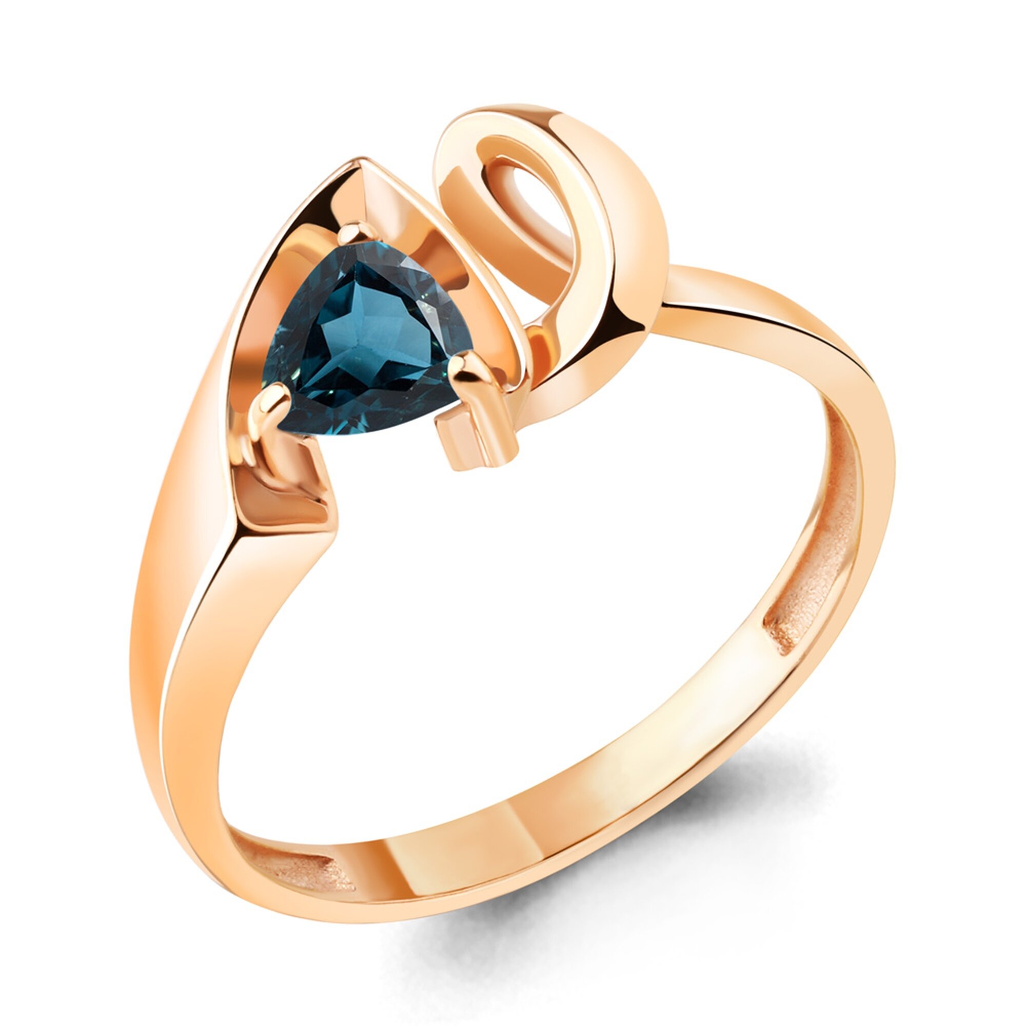 Кольцо, серебро, 925 проба, золочение, Лондон топаз