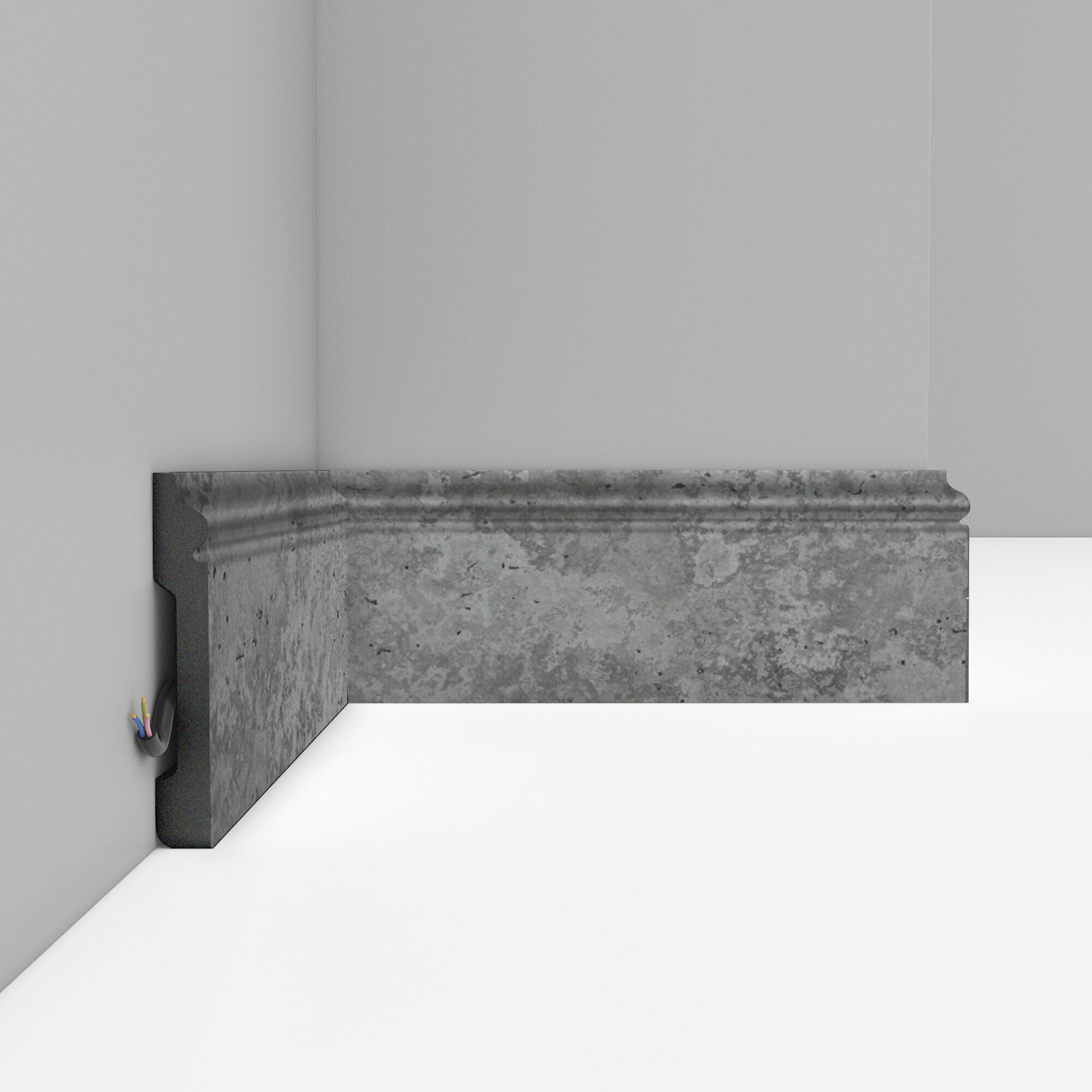 Плинтус дюрополимер напольный DECOMASTER (декомастер), 79х13х2400 мм, D005-1629 ДМ серый бетон