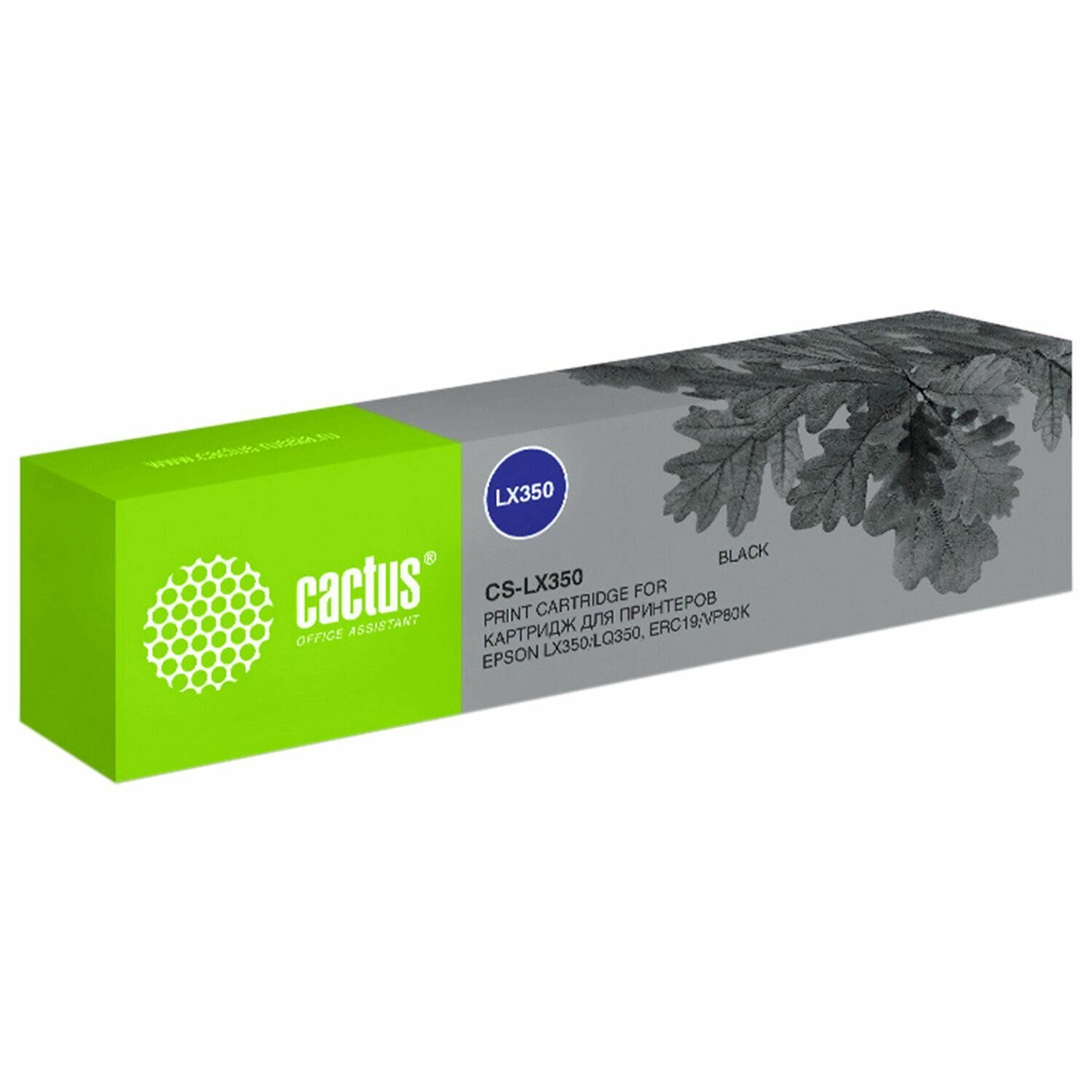 Картридж матричный CACTUS CS-LX350, для Epson LX350/LQ350/ERC19/VP80K, черный