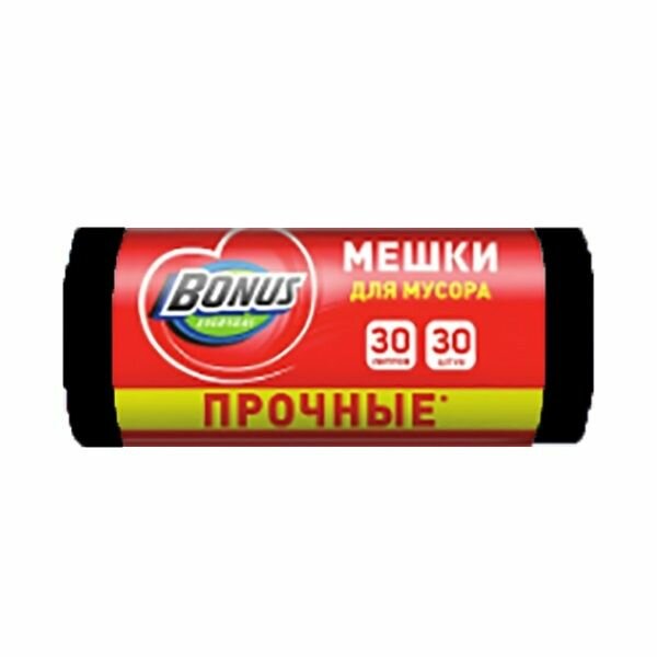 Пакеты для мусора Bonus "HD", прочные, черные, 30 л, 30 шт, 45х55 см
