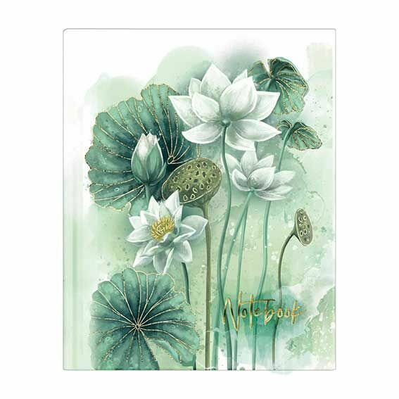 Записная книжка Феникс А6 80 листов, Notebook "Лотос" твердая обложка, матовая ламинация/глиттер/тиснение фольгой (61502)