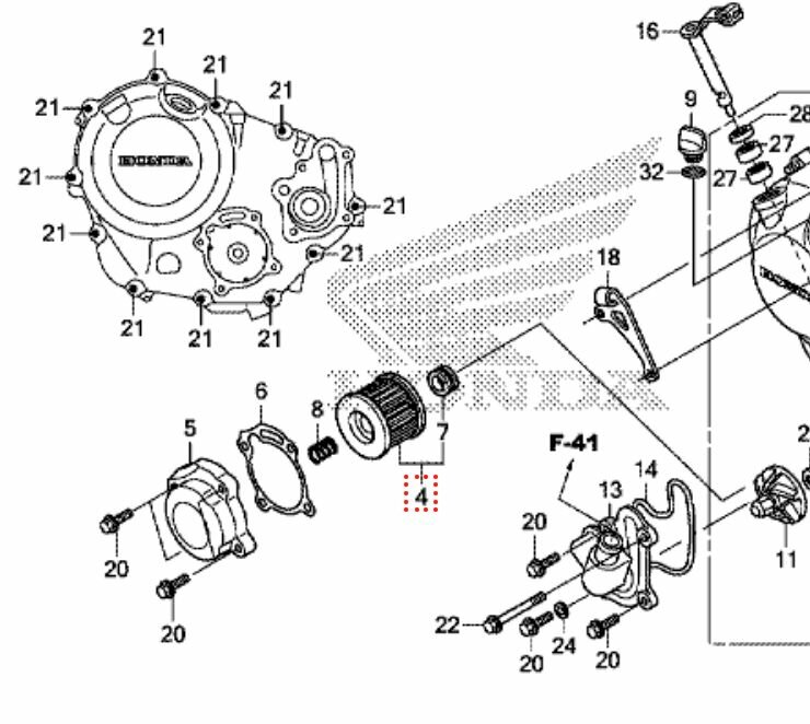 Элемент масляный фильтр для мотоцикла Honda CB/CBF/CBR 250-300 2017-2021; Артикул Honda: 15410KYJ902 (Оригинал)