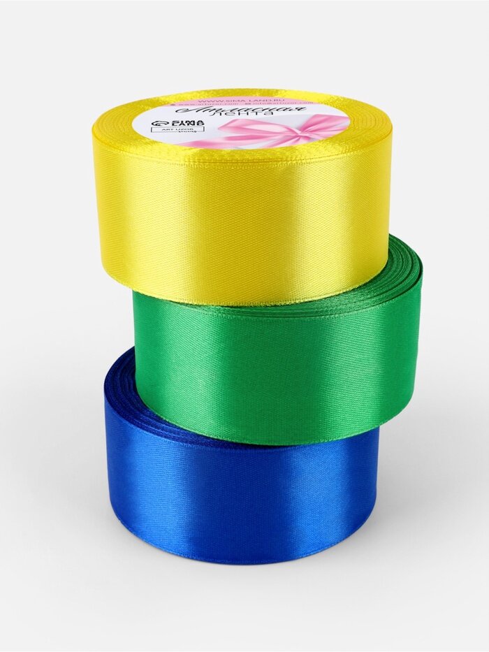 Набор атласных лент «Солнечный», 3 шт, размер 1 ленты: 40 мм × 23 ± 1 м