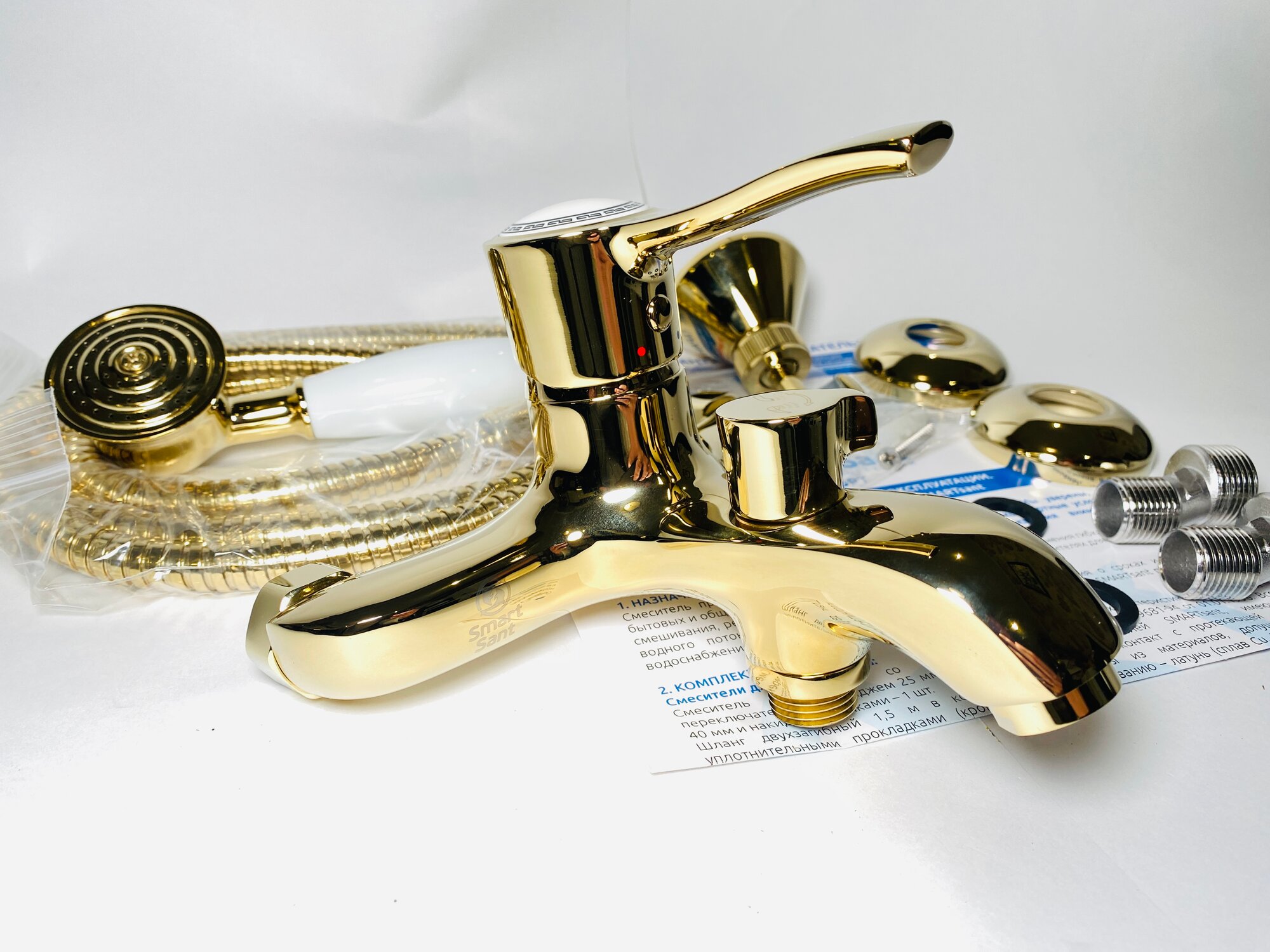 Смеситель для ванны и душа SMARTsant Винтаж с душевыми аксессуарами, золото SM263503GL