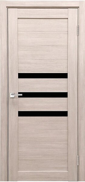 Межкомнатная Дверь Verda Х-6 Лиственница Кремовая со Стеклом Лакобель Чёрный 2000х700мм (Полотно 1шт) / Верда.