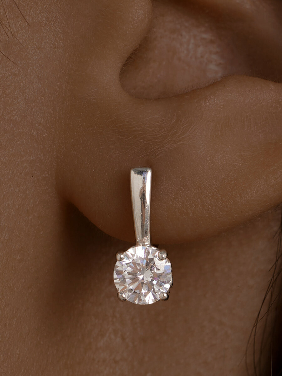 Серьги, серебро, 925 проба, родирование, фианит