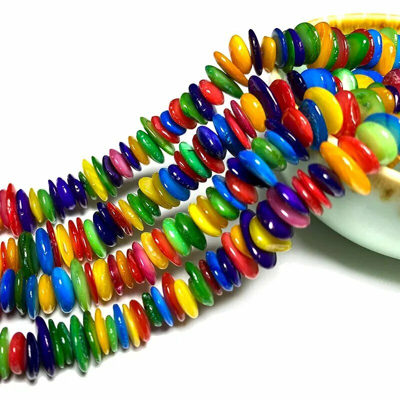 Разноцветный Φ плоский круглый браслет, приблизительно 6-8 мм 38-40 см/нить