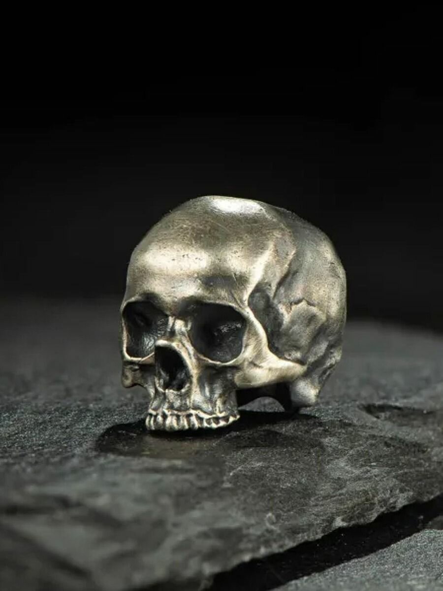 Бусина для темляка "Череп без нижней челюсти"; Нейзильбер с чернением; 17 х 13,5 мм; Отверстие 6 мм; Авторский дизайн