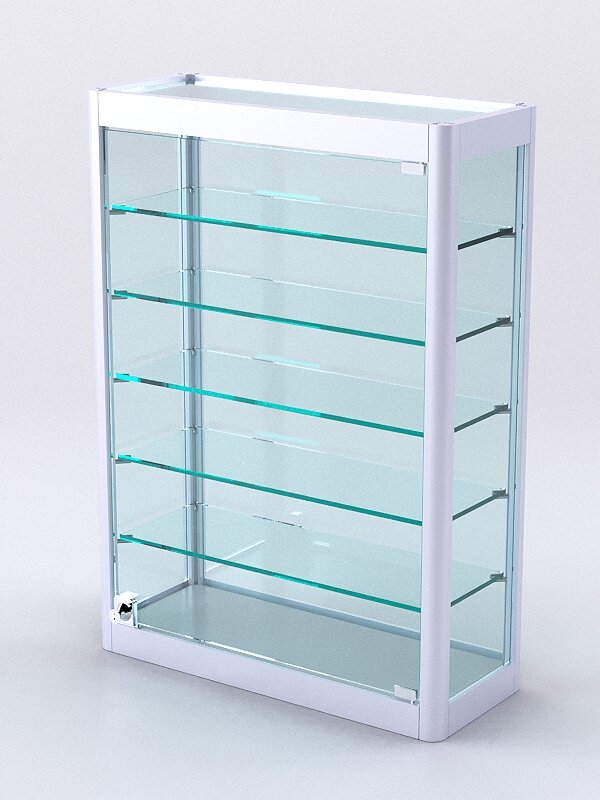 Витрина из профиля настольная "вайб" №2-5П-С-200 (задняя стенка Cтекло), Серый