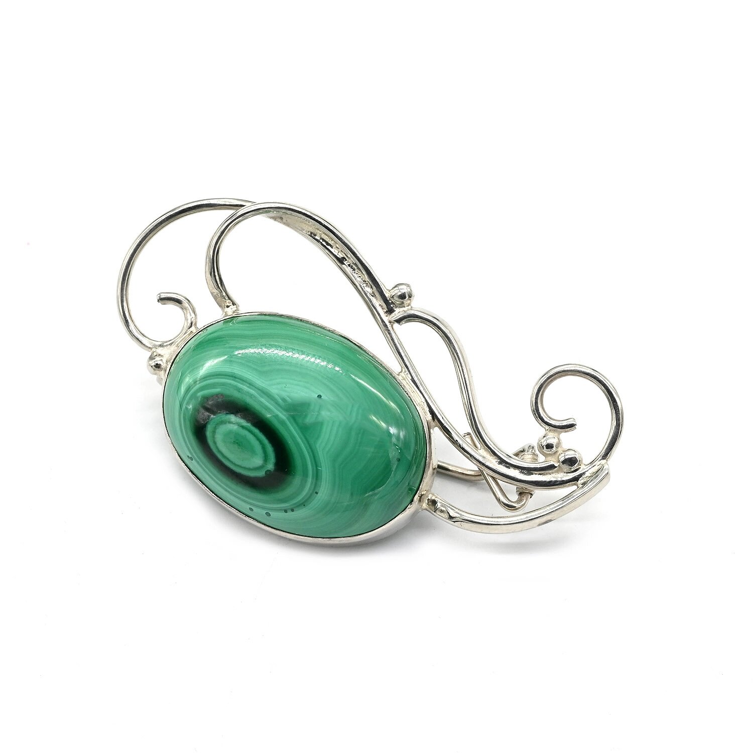 Брошь, малахит