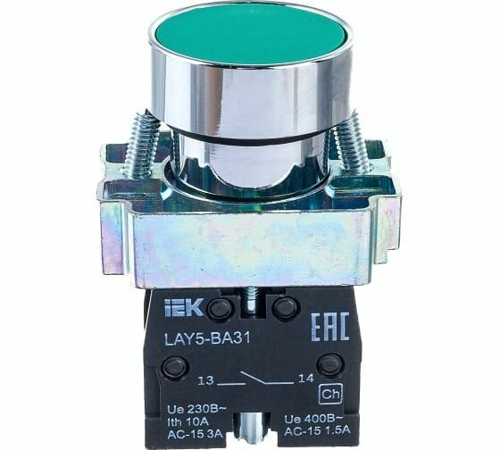 Кнопка LAY 5-ВА31 без подсвет. зелен. 1з ИЭК, BBT60-BA-K06