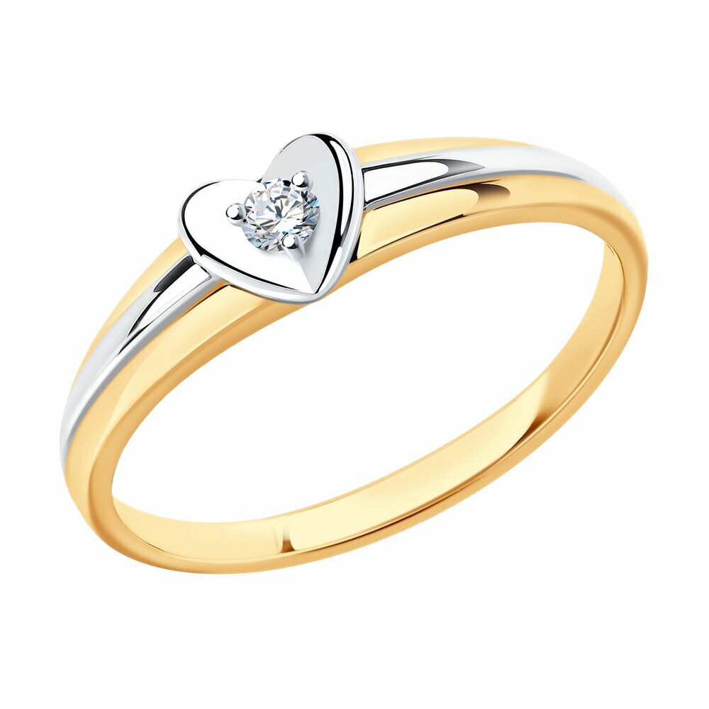 Кольцо помолвочное, красное золото, 585 проба, бриллиант