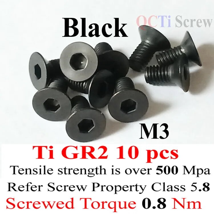 Титановые винты QCTI DIN 7991 M3 TiGR2 Black, 6 мм