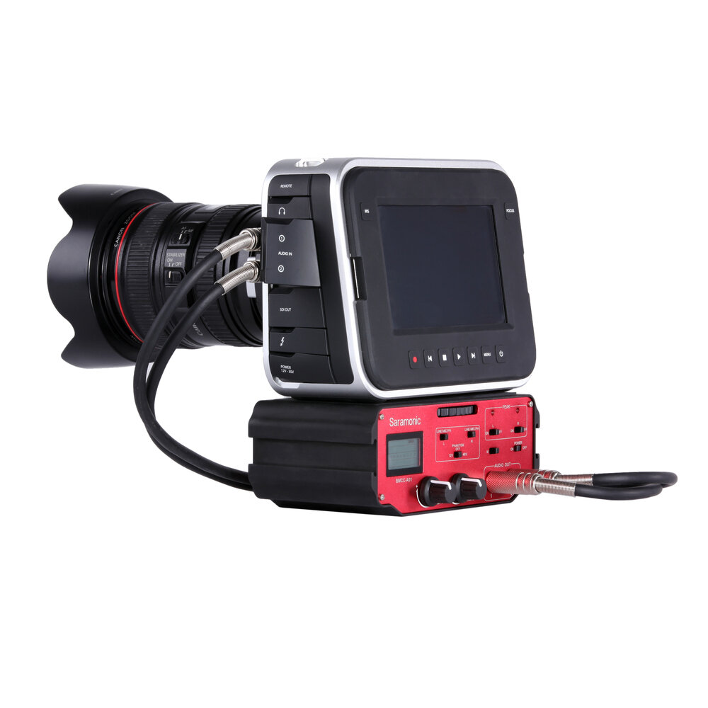 Микшер для камер Blackmagic (2 моно-входа XLR, 2 моно-выхода TRS) Saramonic BMCC-A01