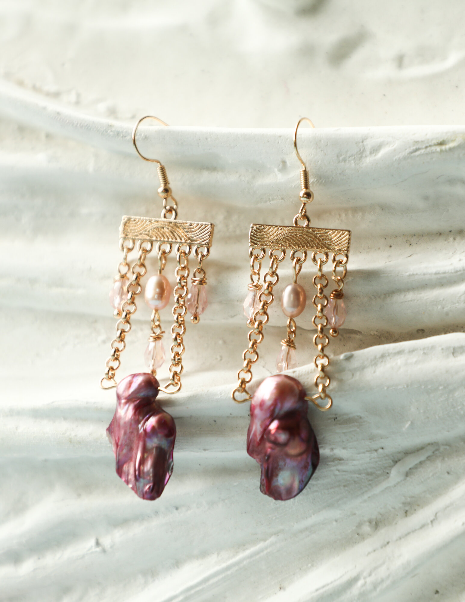 Серьги, перламутр синтетический, жемчуг барочный