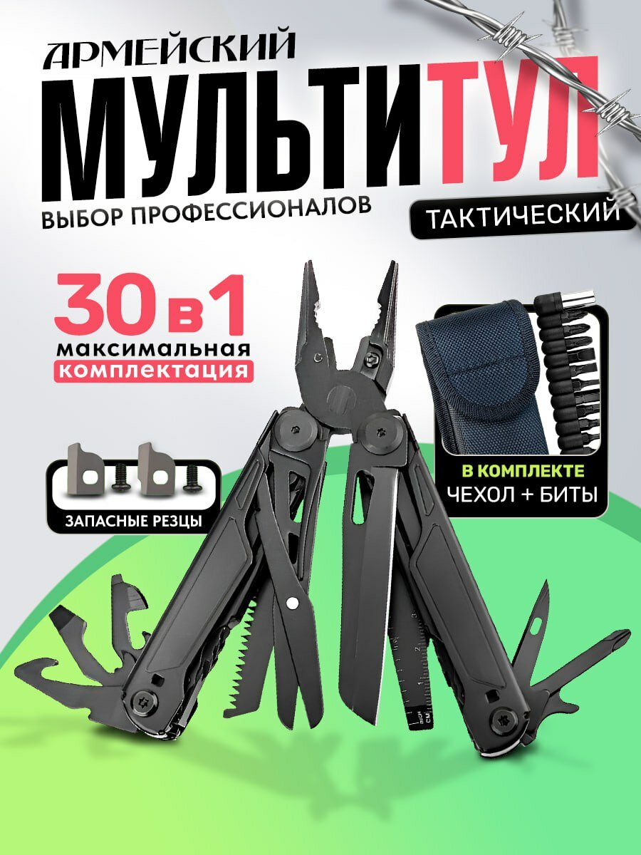 Мультитул, пассатижи, пила, шкуросъёмный, Black Idroglider, 248г
