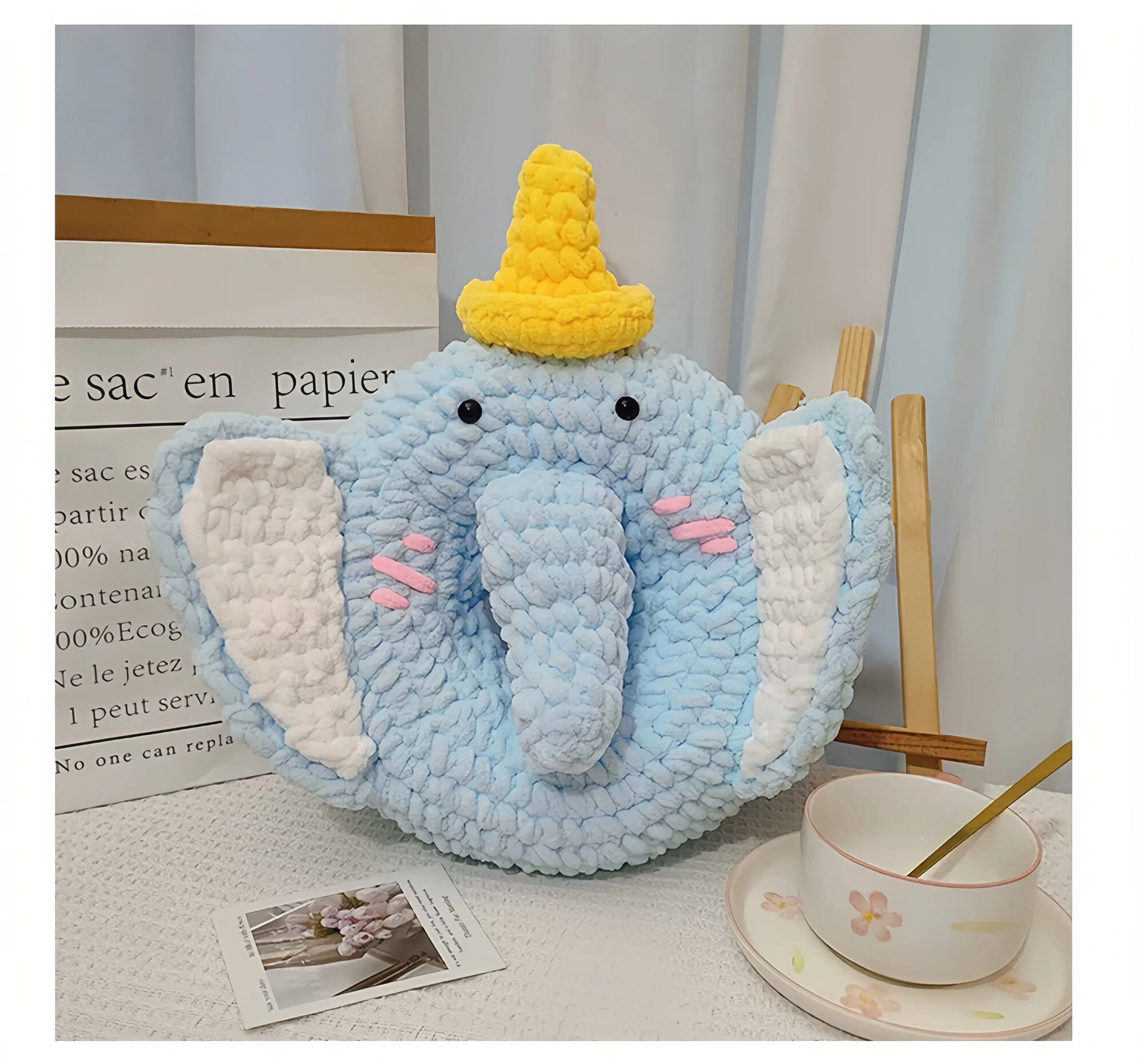 Набор для вязания крючком подушки-пончика Dumbo, набор для самостоятельного изготовления