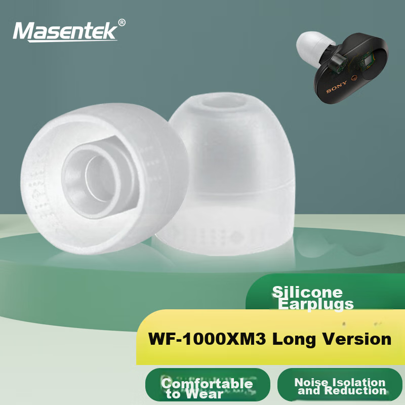Masentek Ear Tips, Compatible with Sony WF-1000XM3/H800/WI Bluetooth Headphones, Silicone, Transparent