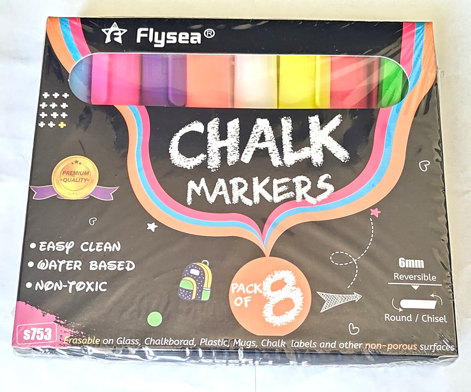 Набор меловых маркеров Flysea S-753, наконечник 3-6мм, 8 штук