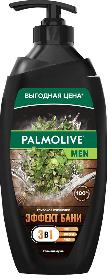 Гель для душа мужской PALMOLIVE Men Эффект бани Глубокое очищение 2в1, 750мл