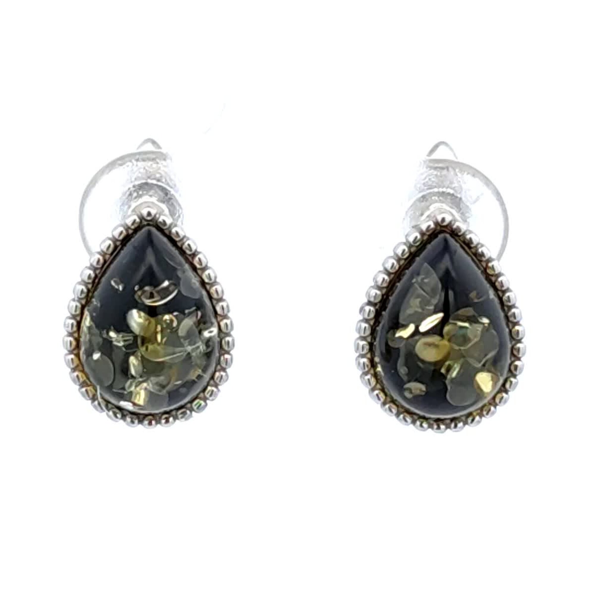 Серьги, серебро, 925 проба, родирование, янтарь