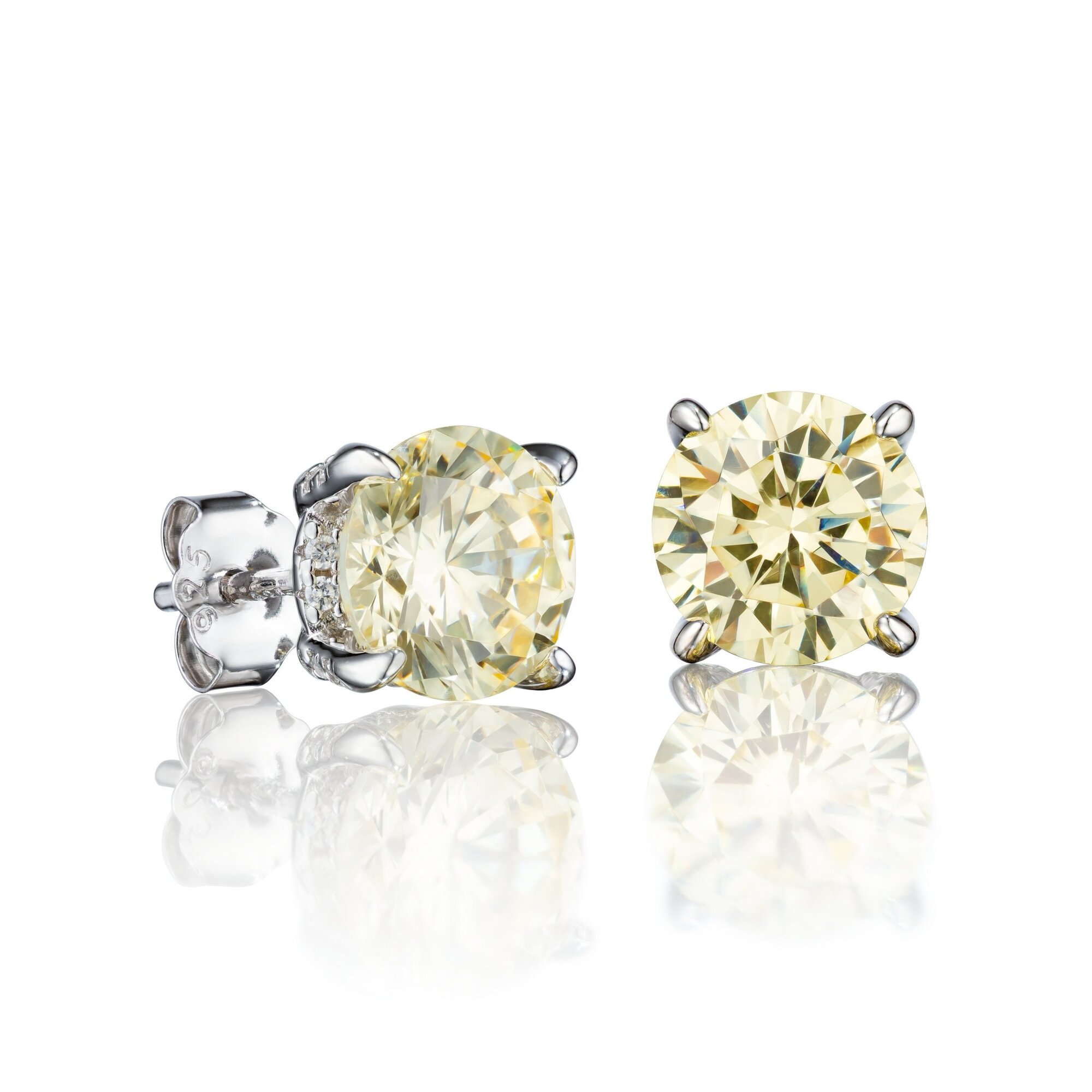 Серьги пусеты, серебро, 925 проба, циркон