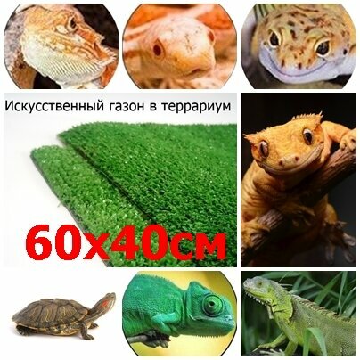 Грунт искусственный "Зелёная трава", для террариумов, 60x40 см, 2 шт.