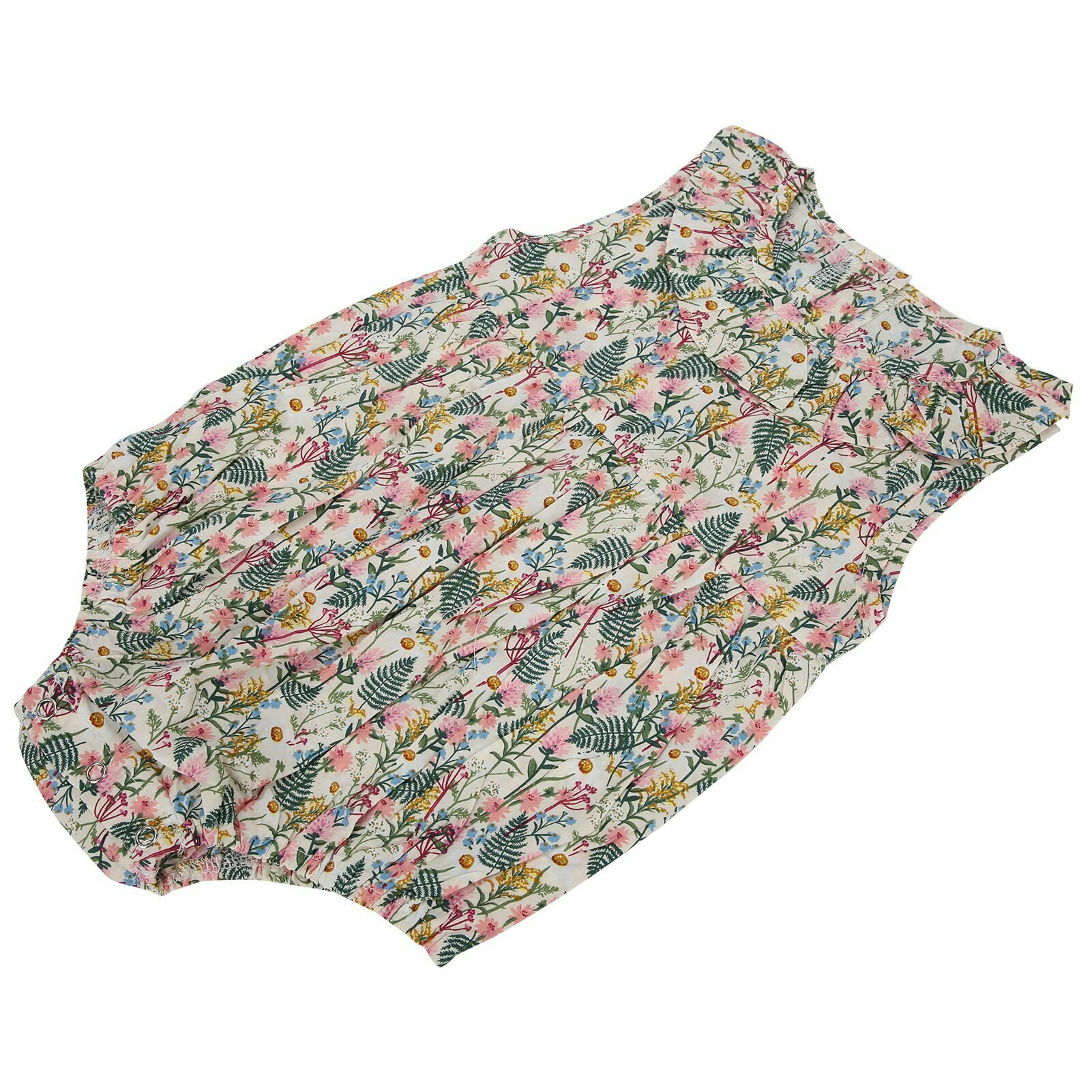 Ромпер для новорожденных с цветочным принтом, летний безрукавный комбинезон с лацканами для младенцев, 73 см, абрикосовый цвет