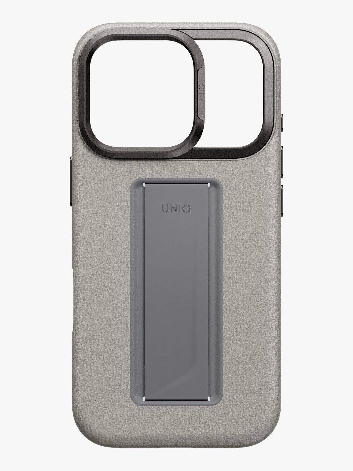 Чехол Uniq для iPhone 17 Pro, Heldro PRO из премиальной экокожи, с MagSafe, с ремешком FlexGrip, серый