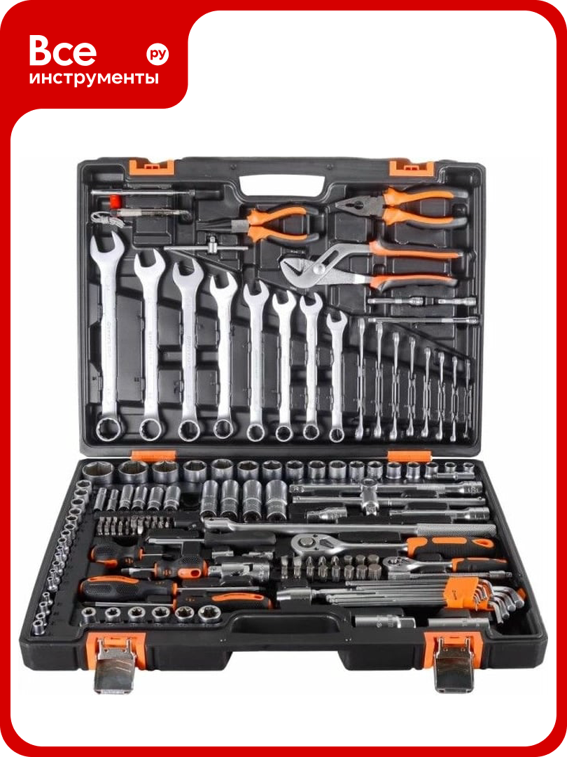 Набор инструментов Вихрь 1/2", 1/4", CrV, в кейсе, 151 предмет 73/6/7/9, пластик, для ремонта автомобилей