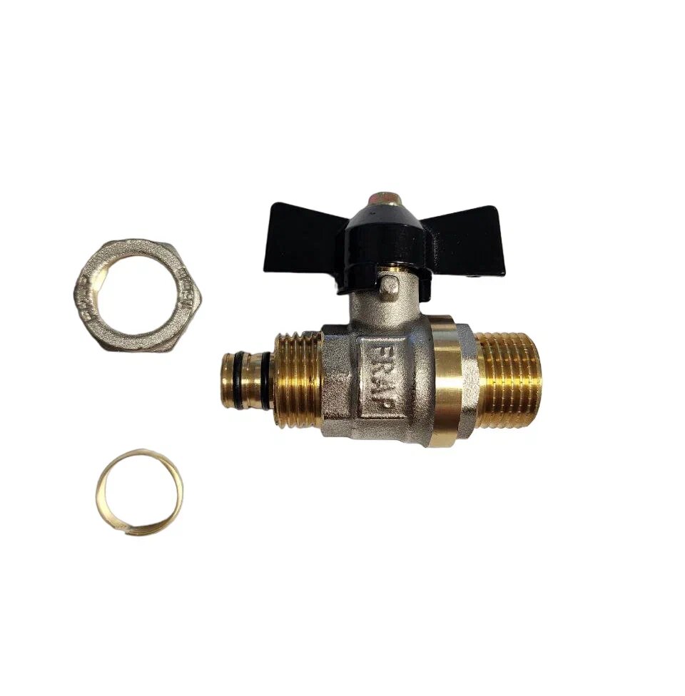 Кран шаровой с обжимным соединением НР-обжим (цанга ) с рукояткой «бабочка» 20 x 1/2" Frap F252.2004