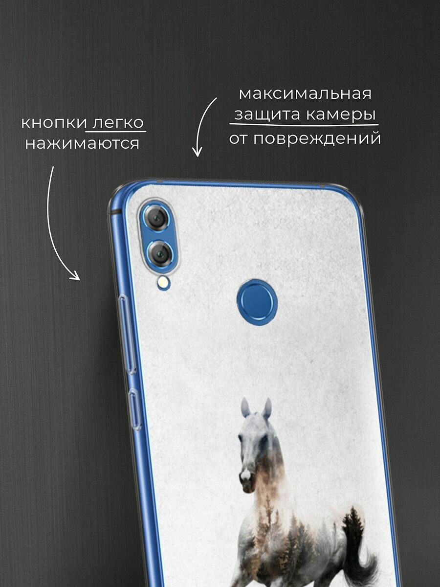Силиконовый чехол на Honor 8X / Хонор 8Х с принтом "Лошадь лес" — фото 1