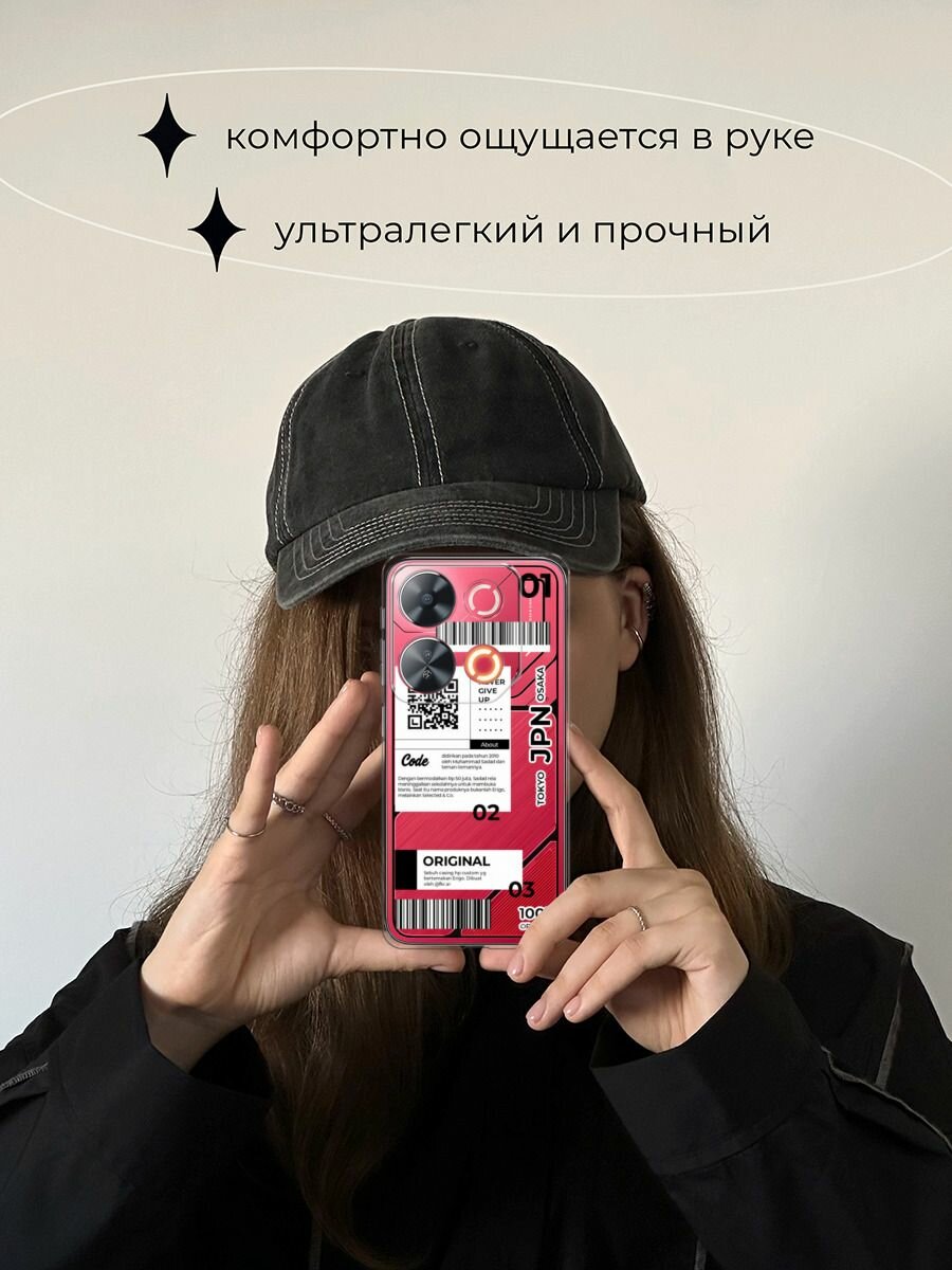 Силиконовый чехол на Itel P65 / Ител P65 с принтом "JPN", прозрачный — фото 1