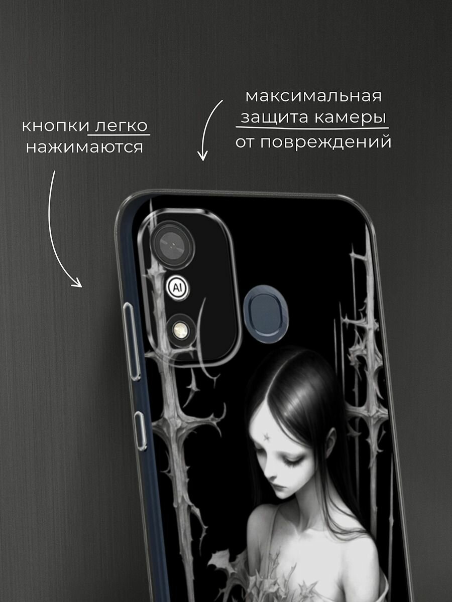 Чехол на Itel A27 / Ител А27 с принтом "Грустная готическая девушка" — фото 1