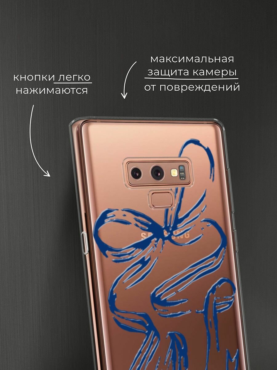 Чехол на Samsung Galaxy Note 9 / Самсунг Галакси Нот 9 с принтом "Синие очертания банта 2" — фото 1