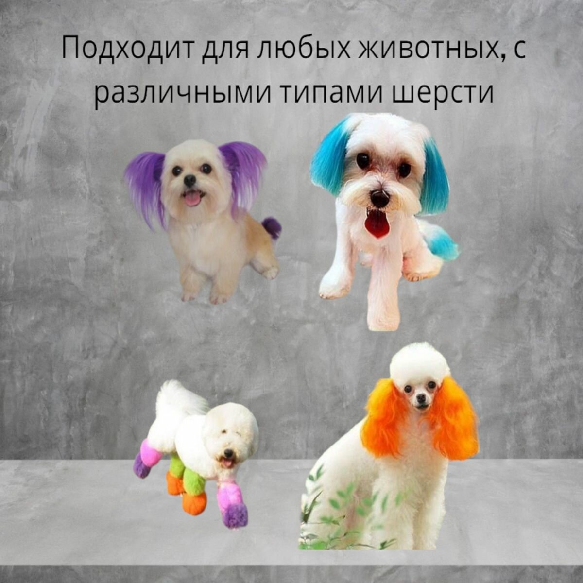 Краска для шерсти собак, специальная формула для домашних животных, безопасная, смываемая, разноцветные варианты