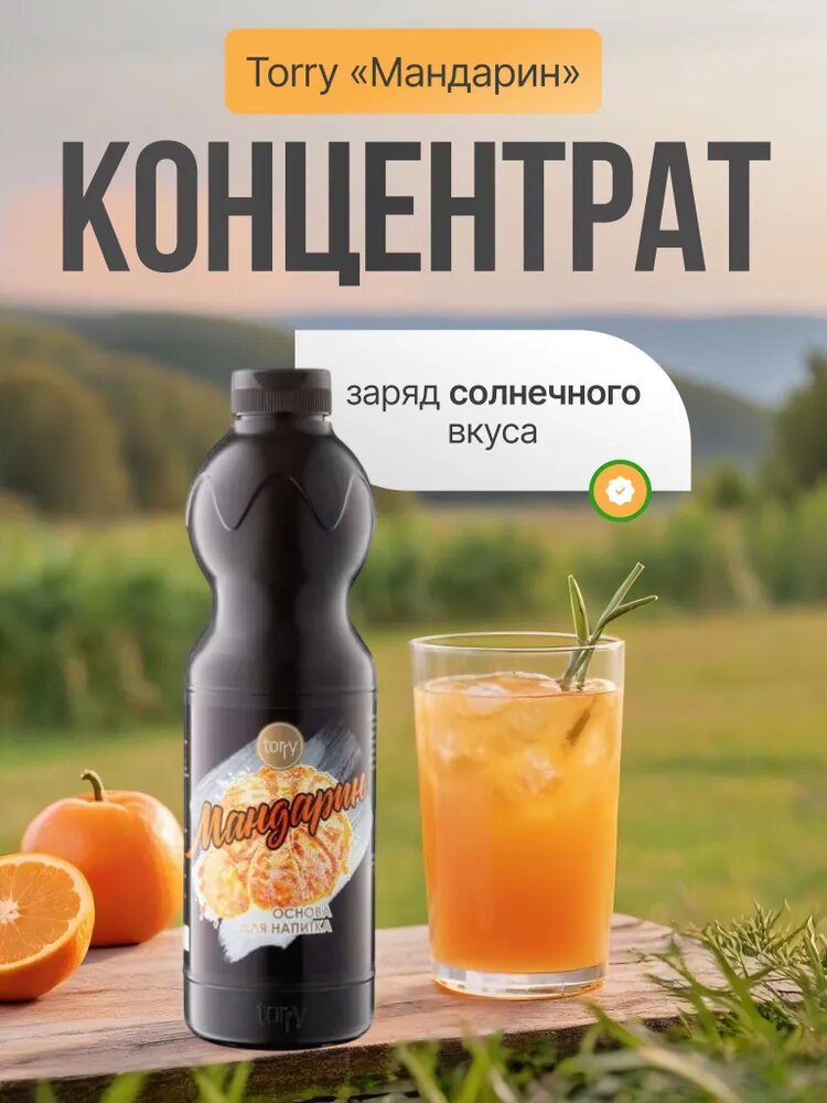 Основа Torry Мандарин, для коктейлей, напитков, десертов, пластиковая бутылка, 1 кг