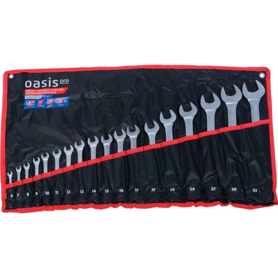 Набор гаечных ключей Oasis комбинированных Pro 18 шт в сумке (сатиновый хром) 103011505016