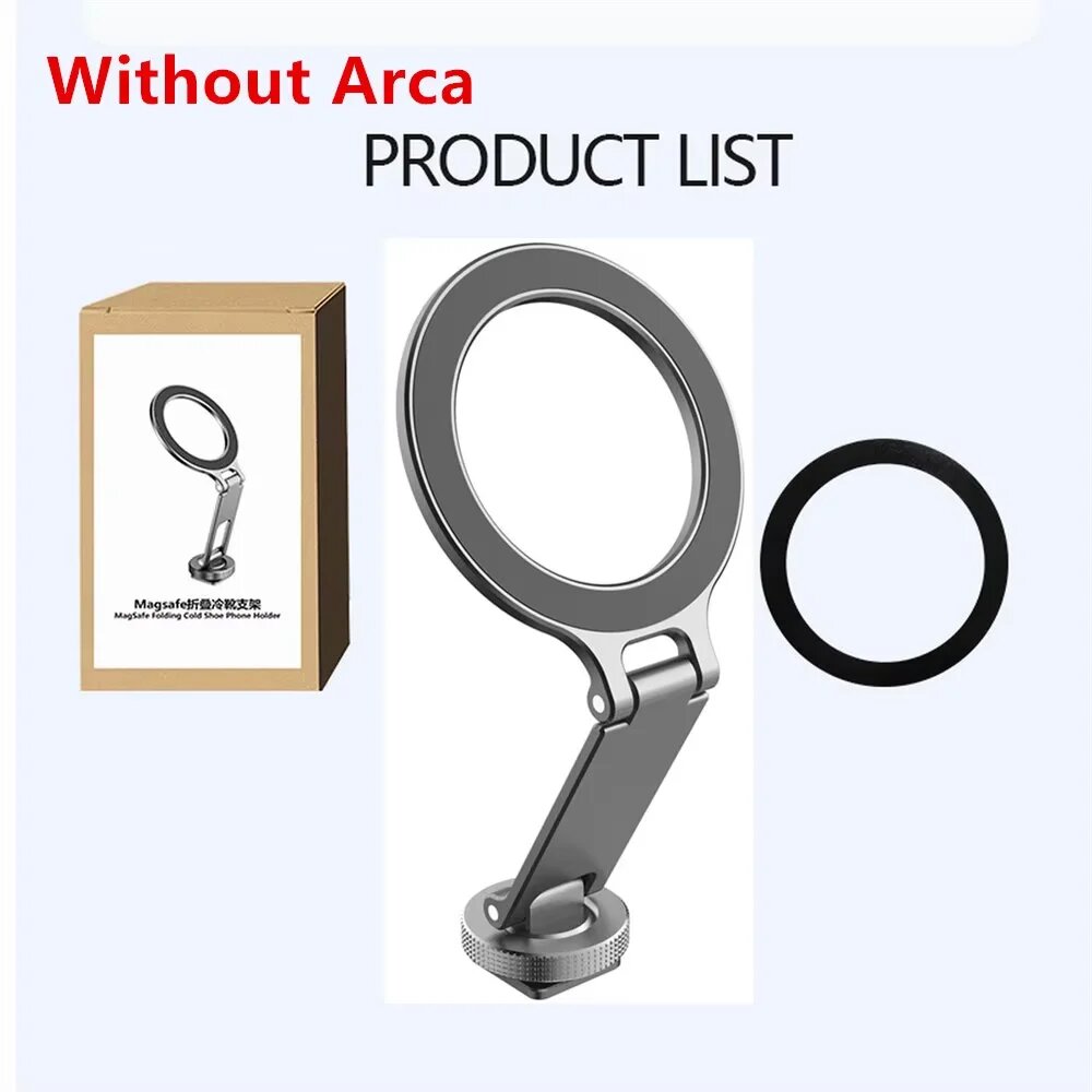 Алюминиевый магнитный держатель для телефона с горячим башмаком для камеры 2026 с креплением для телефона Arca Coldshoe для MagSafe Iphone 17-12, кронштейн для монитора Samsung without Arca