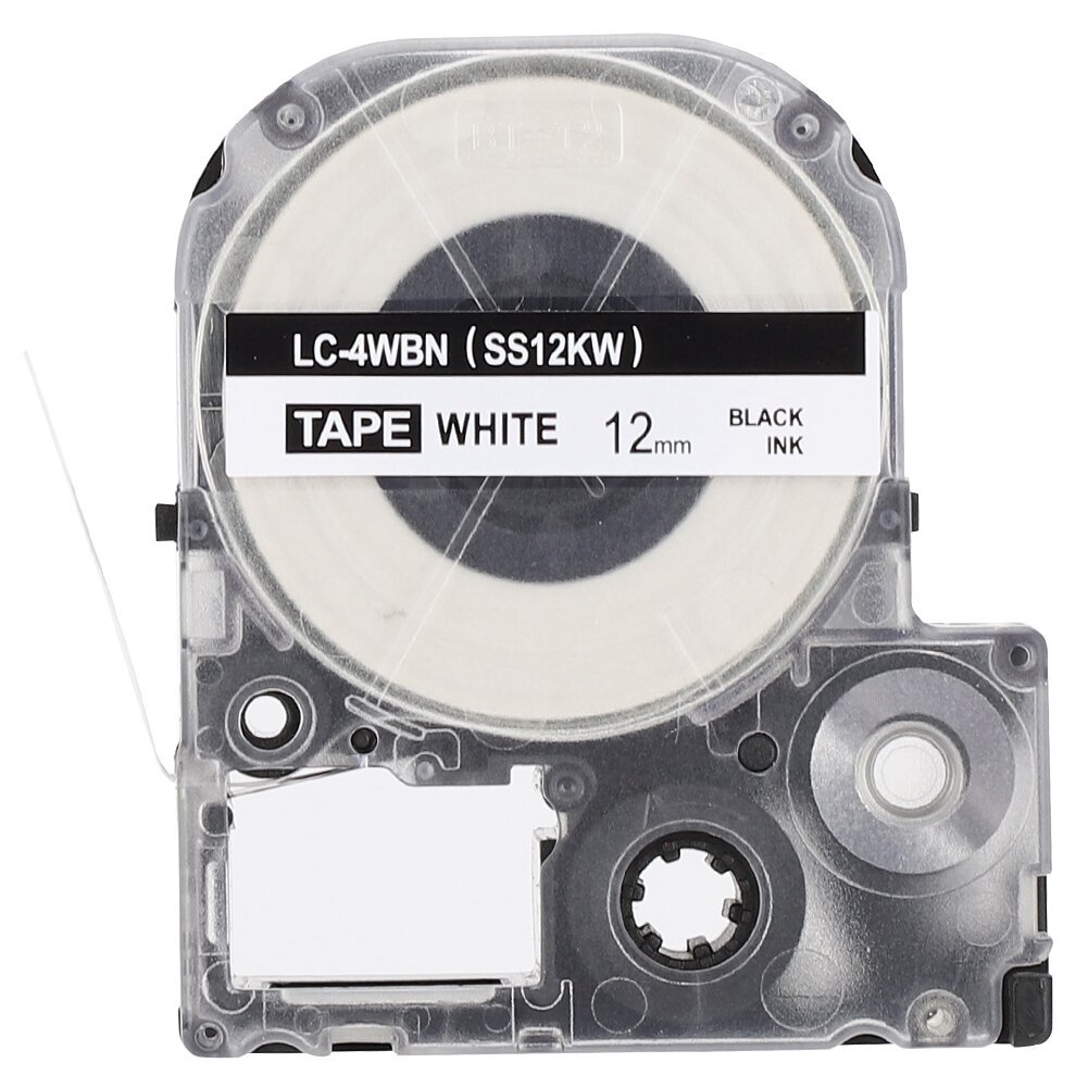 Ленточная лента для принтера KING JIM/EPSON (12 мм черный на белом), долговечная, высококачественная печать