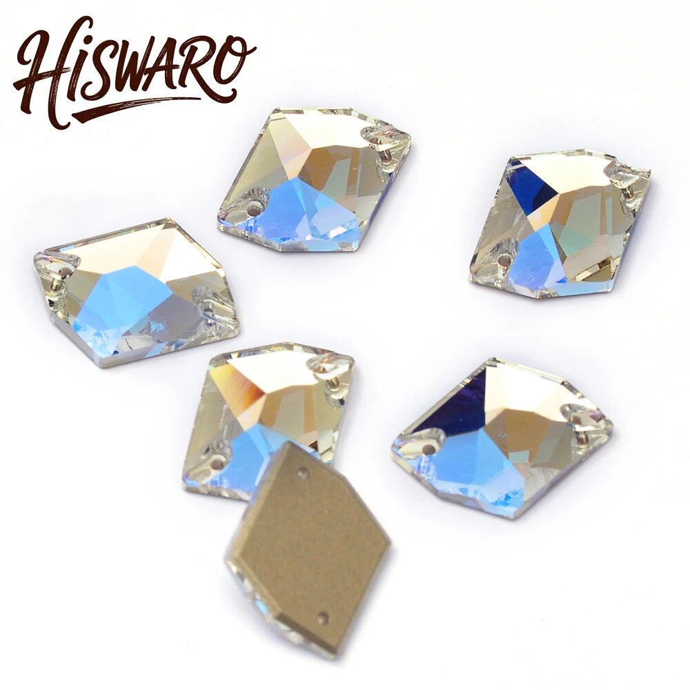 HISWARO Космические блестящие стеклянные камни для шитья 13x17mm (16Pcs), Moonlight