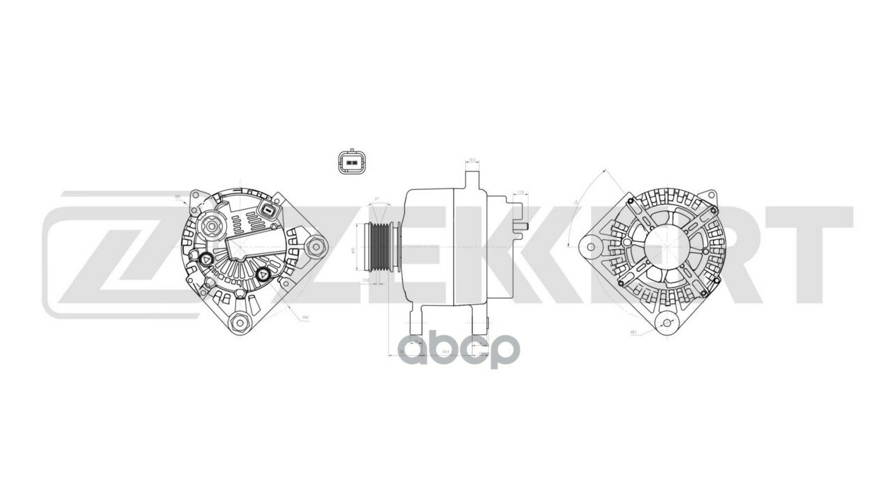 Генератор Nissan Tiida (C11 SC11) 07- Micra (K12) 02- Renault Logan 06- Duster 11- Dacia Duster Zekkert арт. ge-1043
